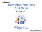 Numerical Problems and Notes ICSE Class 10 Physics Solutions