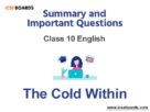 Cold Within Summary Treasure Trove and Questions
