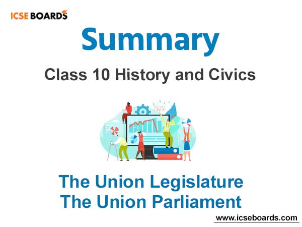 The Union Legislature The Union Parliament Class 10 ICSE notes